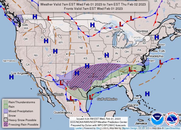 Icy Conditions Snarling Travel Across a Large Swath of the United ...